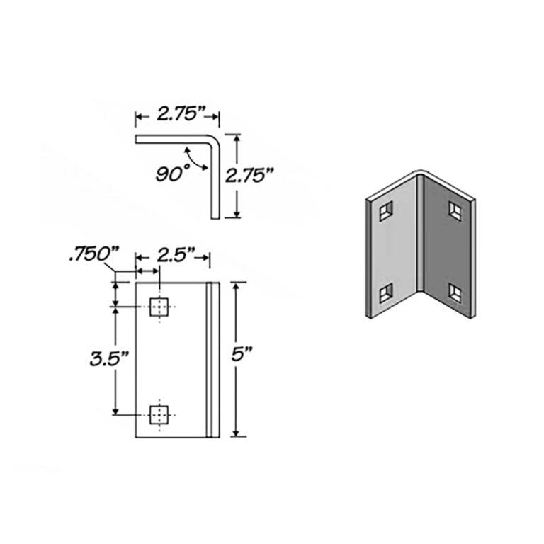 2 1/2 in. x 5 in. Heavy Duty Angle Brackets | BH-USA